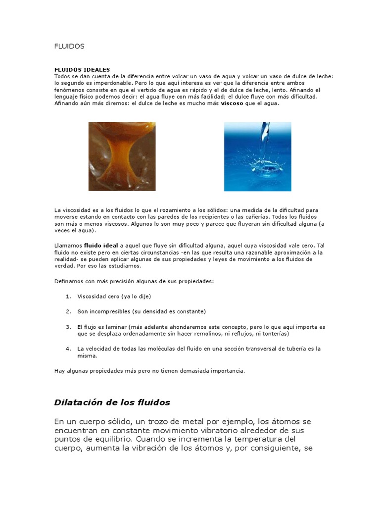 Propiedades de Fluidos Ideales y Tipos | PDF | Viscosidad | Fluido