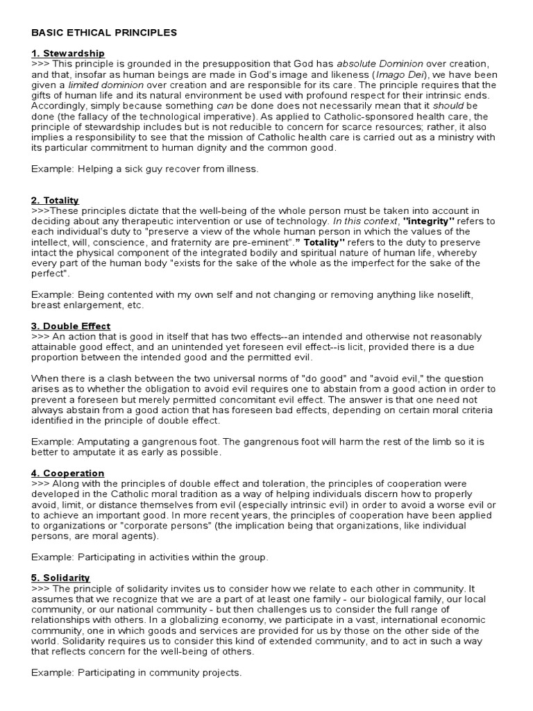 Basic Ethical Principles 1. Stewardship | PDF | Autonomy | Image Of God