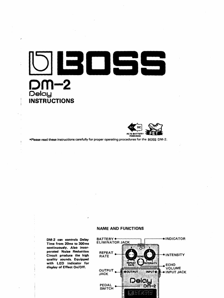 Boss DM-2 Delay: Instructions | PDF | Electric Power | Electrical ...