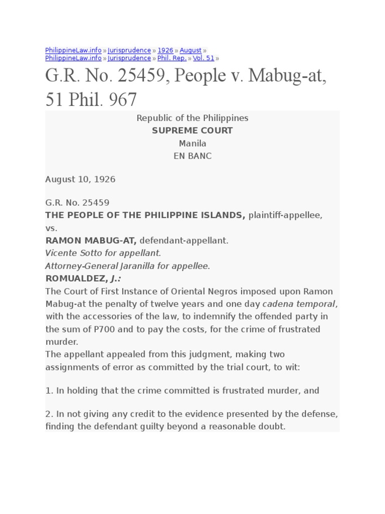 People Vs Mabug-At | PDF | Murder | Burden Of Proof (Law)