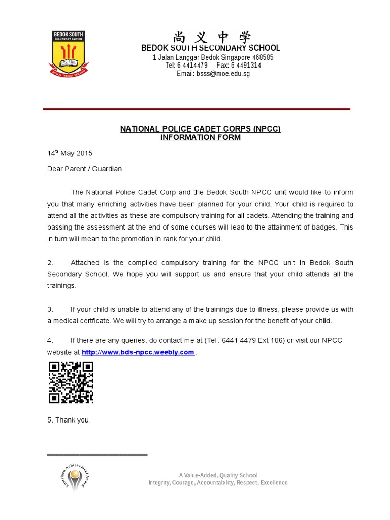 NPCC Bedok South Training Schedule 2015 | PDF | Violence