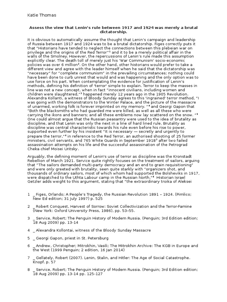 Lenin Essay FINAL | PDF | Vladimir Lenin | Leon Trotsky