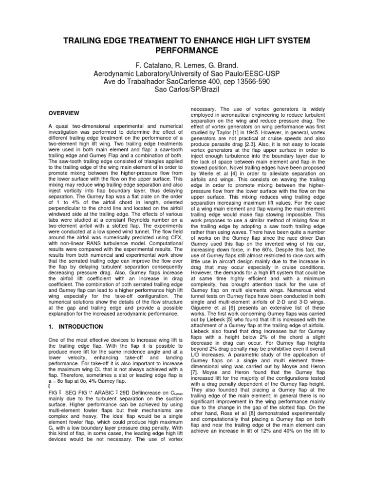 Trailing Edge Treatment To Enhance High Lift System | PDF | Lift (Force ...