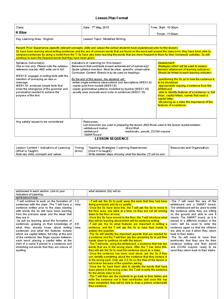 Acu Lesson Plan Template 2013-7th May, 2013 | PDF | Lesson Plan ...
