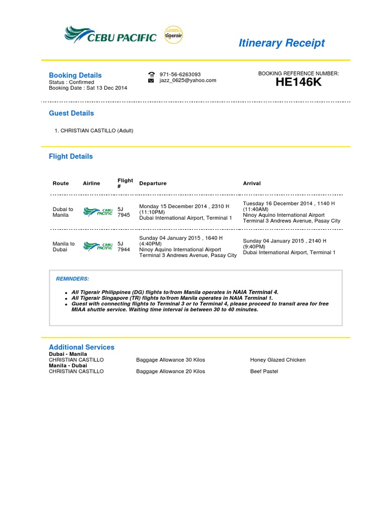 Itinerary Receipt: Booking Details | PDF | Fee | Aviation