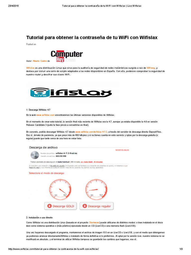 Tutorial para Obtener La Contraseña de Tu WiFi Con Wifislax - Live Wifislax | PDF | Informática ...