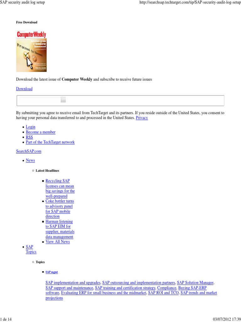 Sap Security Audit Log Setup Pdf