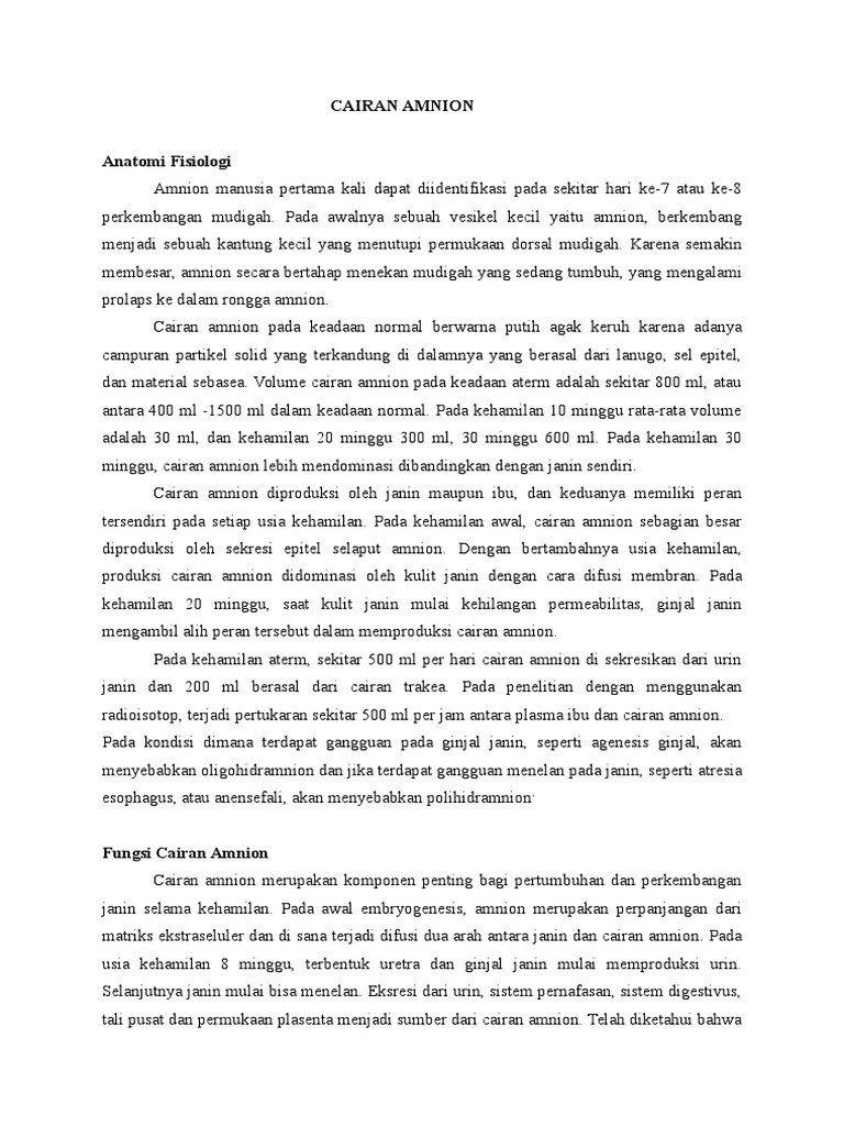 Cairan Amnion: Fungsi dan Volume | PDF | Sains & Matematika