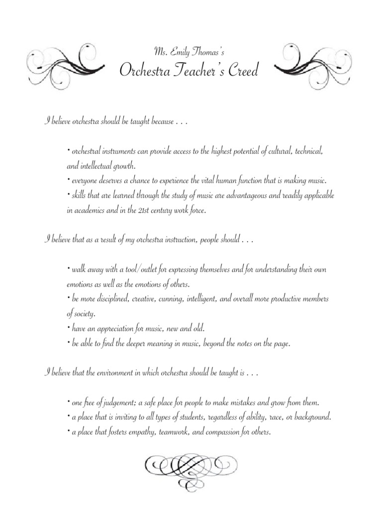My Creed As An Orchestra Teacher | PDF