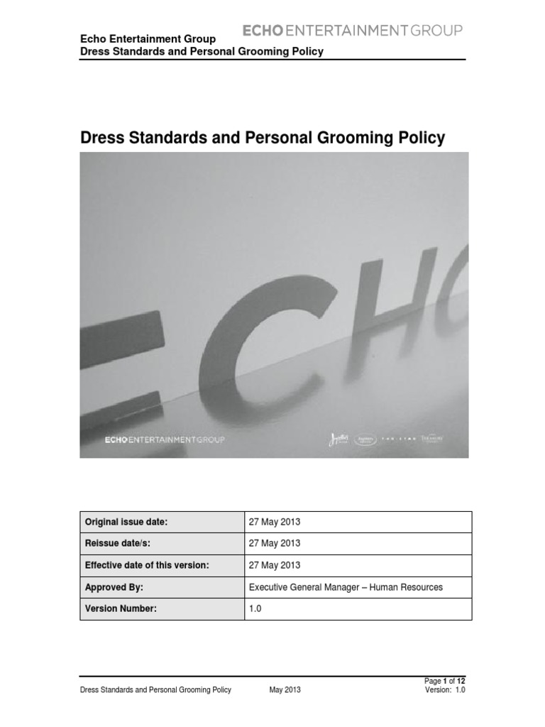 Dress Standards and Personal Grooming Policy | PDF | Suit (Clothing ...