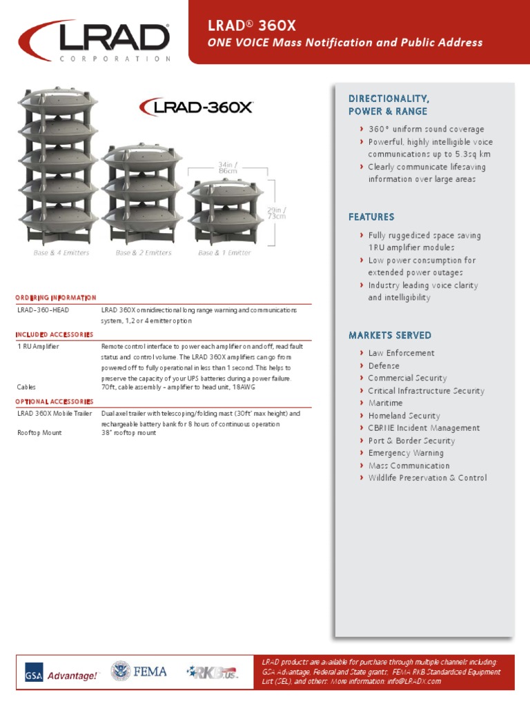 LRAD Datasheet 360X | Download Free PDF | Electromagnetism ...