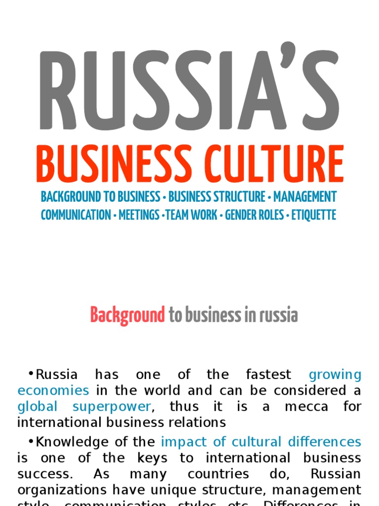Russia's Business Culture | PDF | Soviet Union | World Politics