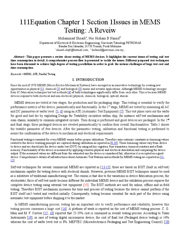 MEMS Testing Review | PDF | Wear | Microelectromechanical Systems