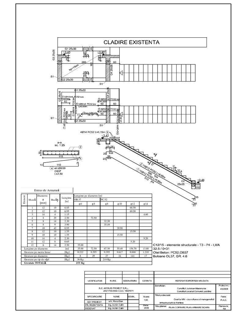 Plan Cofrare, Armare Scara | PDF