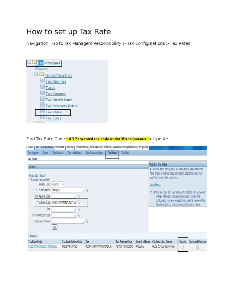 Tax Rate Setup Guide | PDF