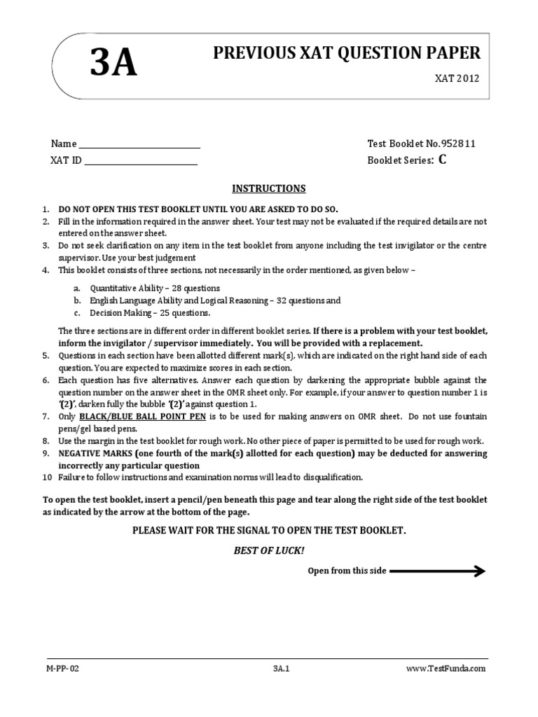 XAT 2012 Question Paper With Detailed Solutions and Answer Key | PDF