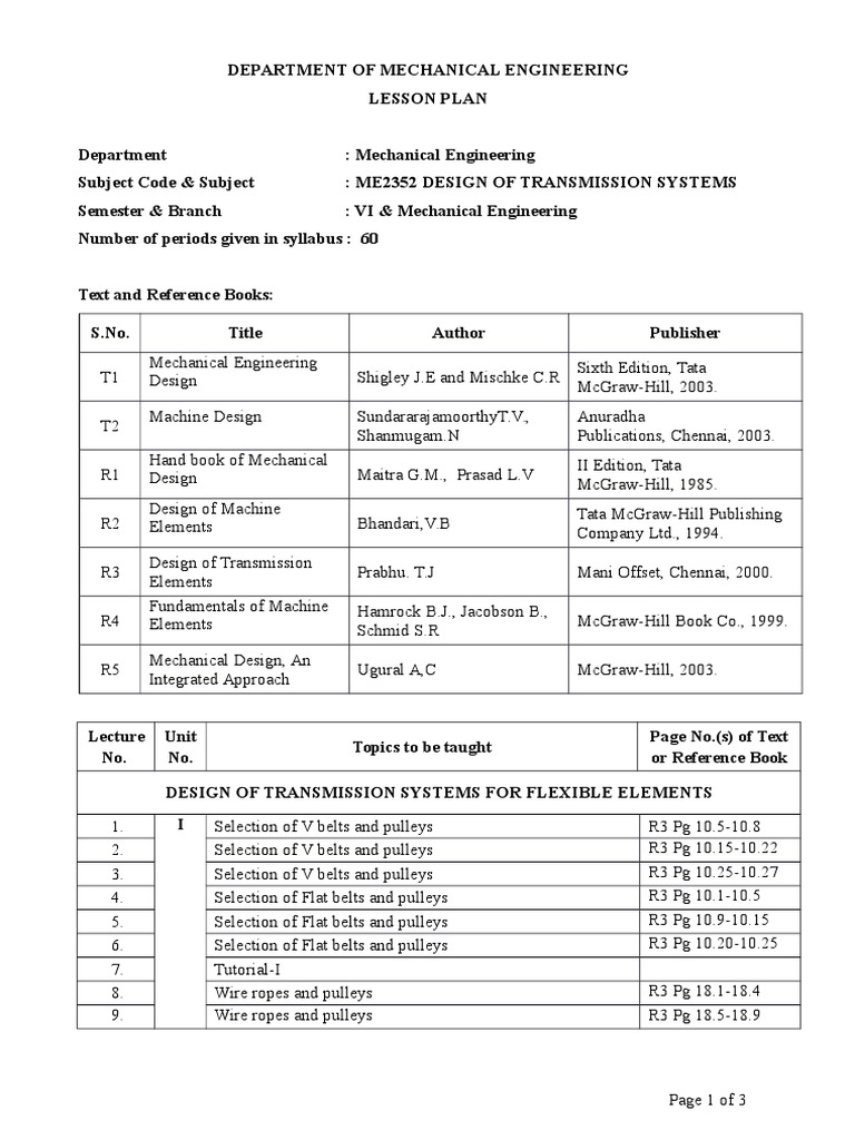 Dts-Lesson Plan | PDF | Gear | Mechanics