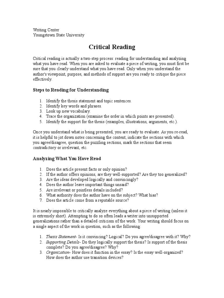 Critical Reading | PDF | Argument | Theory