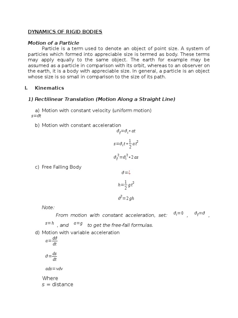 Dynamics Lecture | PDF | Acceleration | Motion (Physics)