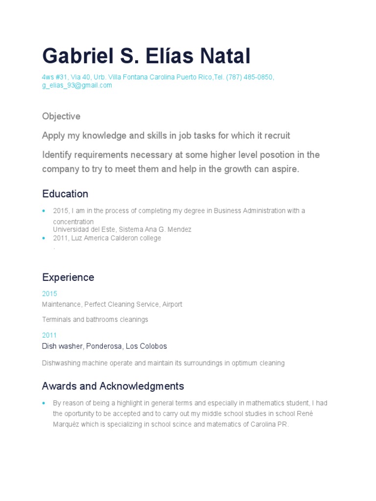 Gabriel S. Elías Natal - Resume Overview | PDF