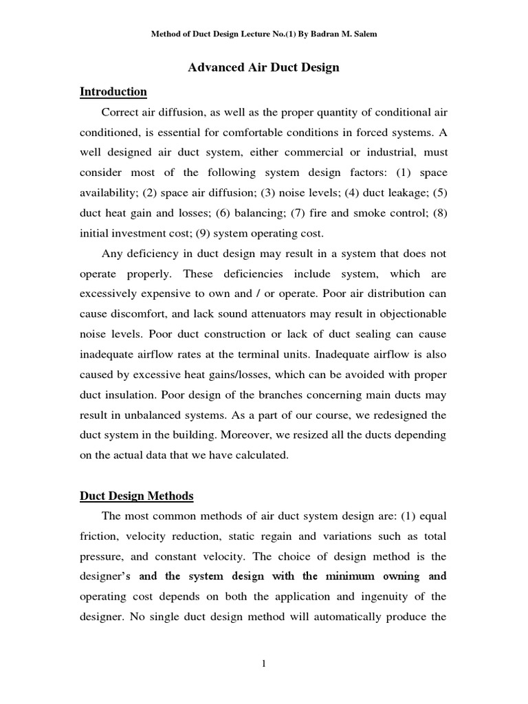 Duct Design Methods Overview | PDF | Technology & Engineering