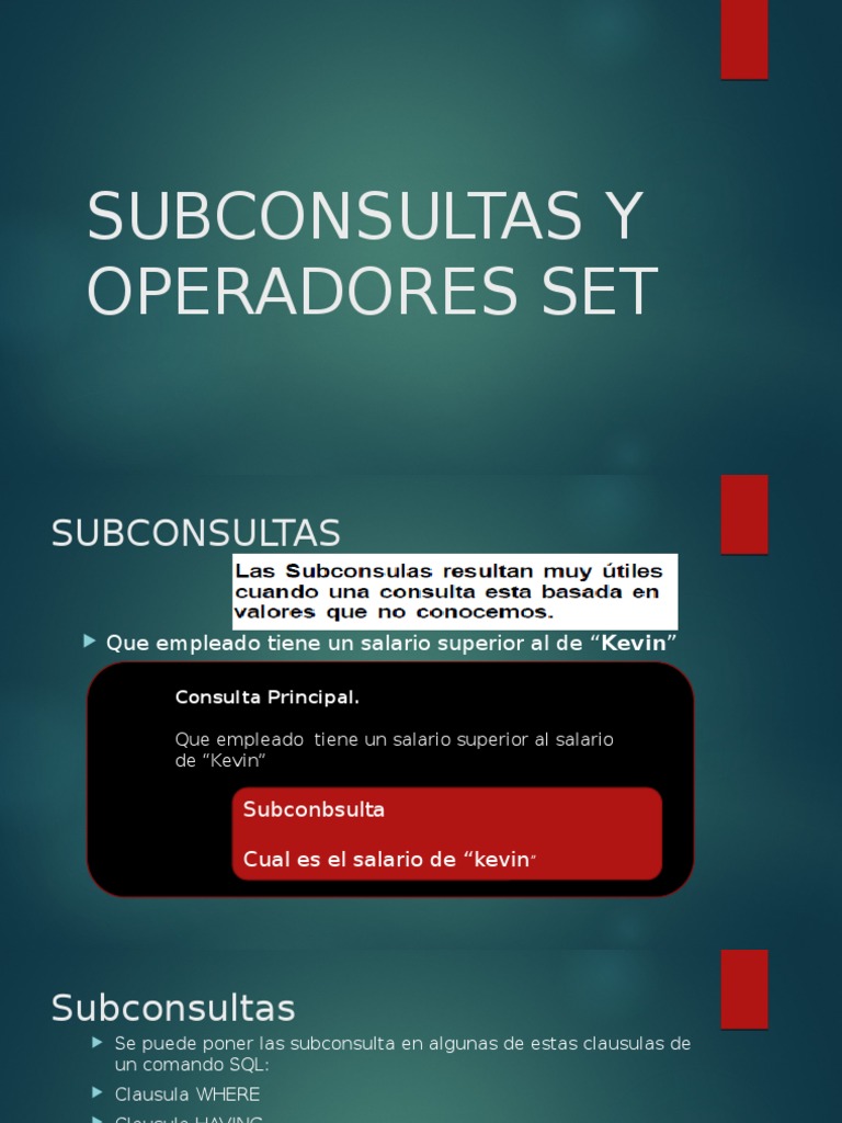 Subconsultas y Operadores Set | PDF | SQL | Gestión de datos