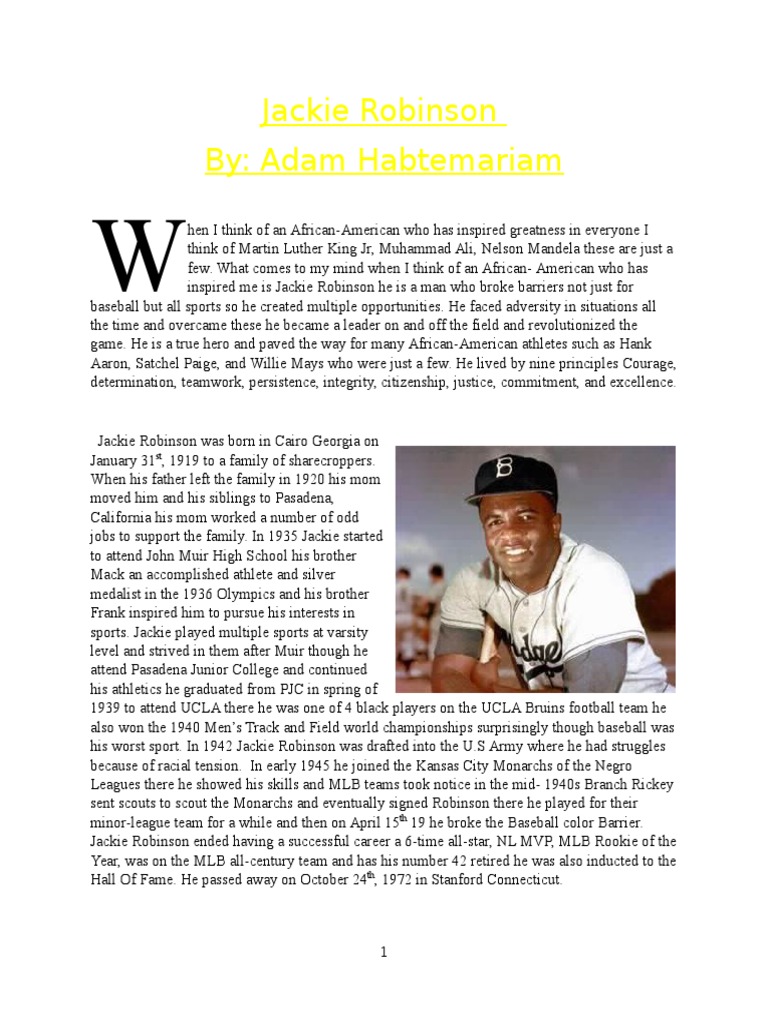 Jackie Robinson: A Legacy of Leadership | PDF | Jackie Robinson | Sports