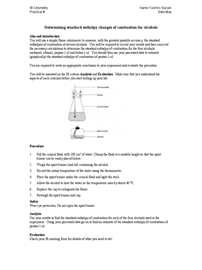 Enthalpy of Combustion Updates2015 | PDF | Combustion | Alcohol
