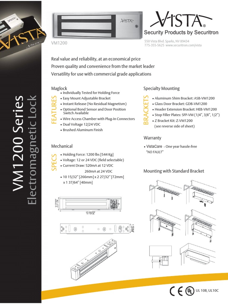 VM1200 Electromagnetic Lock Overview | PDF | Technology & Engineering