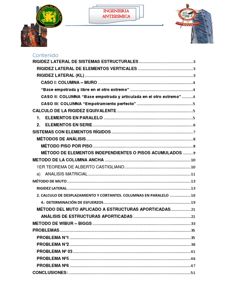 Problemas Resueltos Ingenieria Antisismica Ing. Ronald Santana | PDF | Rigidez | Ingeniería de ...