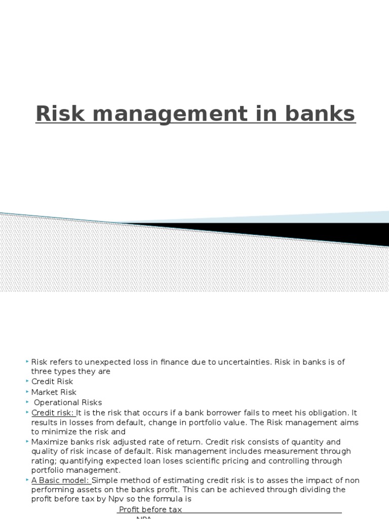 Risk Management in Banks | PDF | Banks | Loans