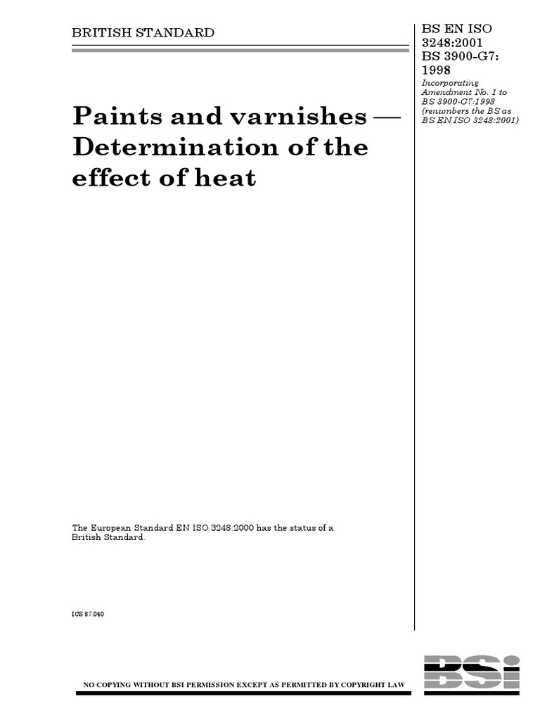 BS en ISO 3248-2001-BS 3900-G7-1998-Paints and Varnishes | PDF ...