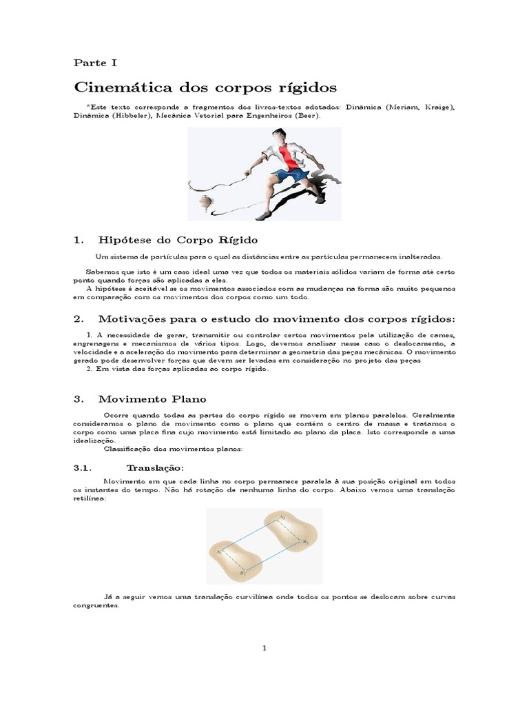 Cinematica Dos Corpos Rigidos | PDF | Cinemática | Velocidade