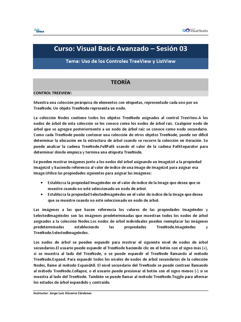 Sesion03 - Uso de Los Controles TreeView y ListView | PDF | Archivo de ...
