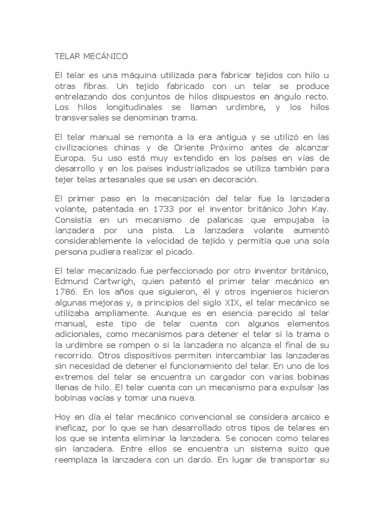 Telar Mecánico | PDF | Telar | Science