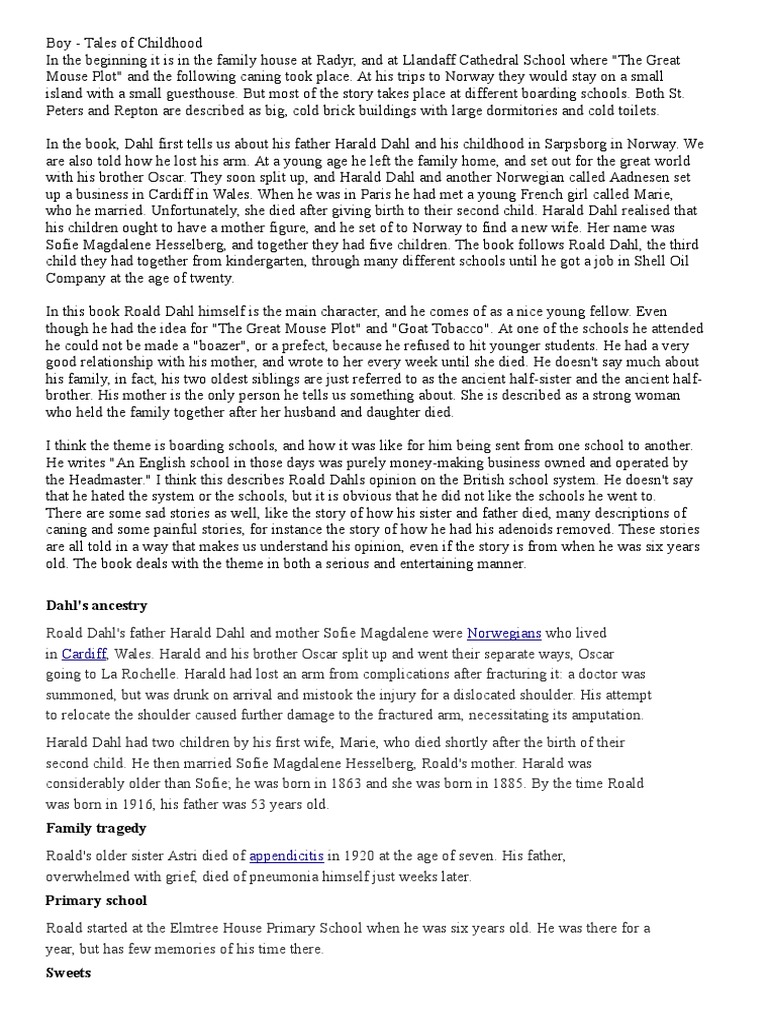 Roald Dahl Boy | PDF