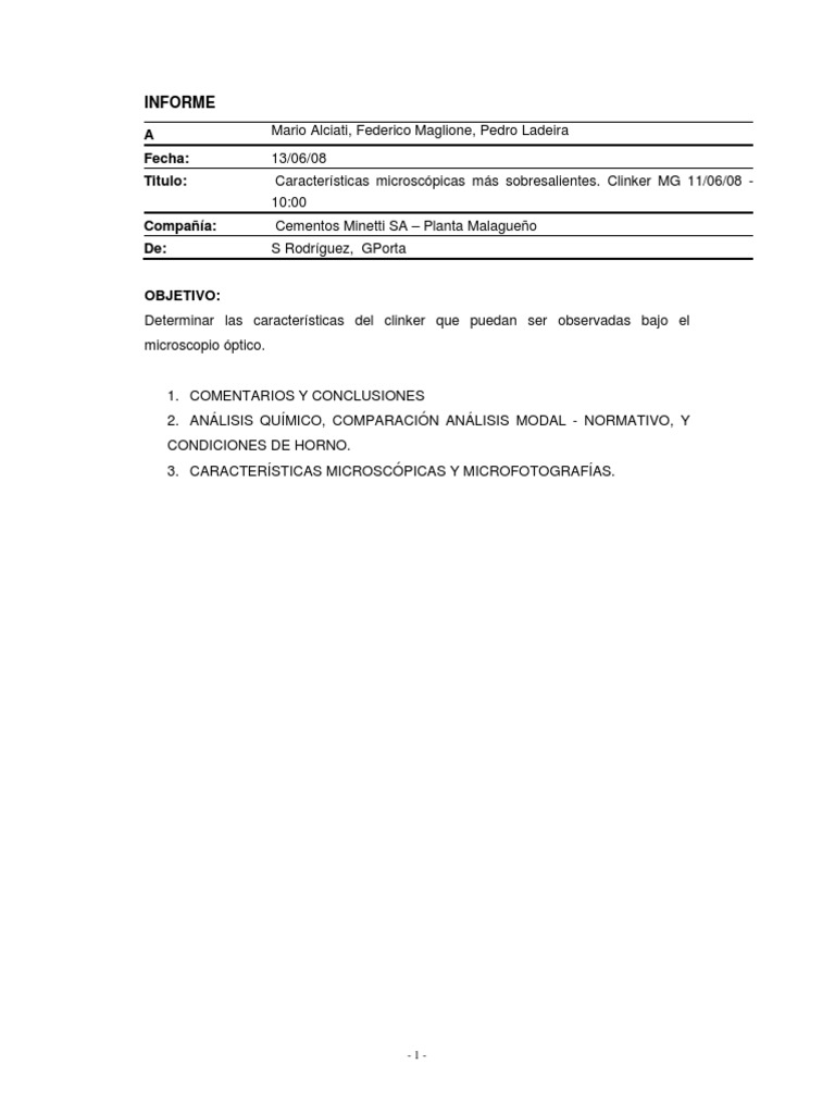 Microscopia de Clinker Holcim H2-110608 PDF | PDF | Química | Física ...