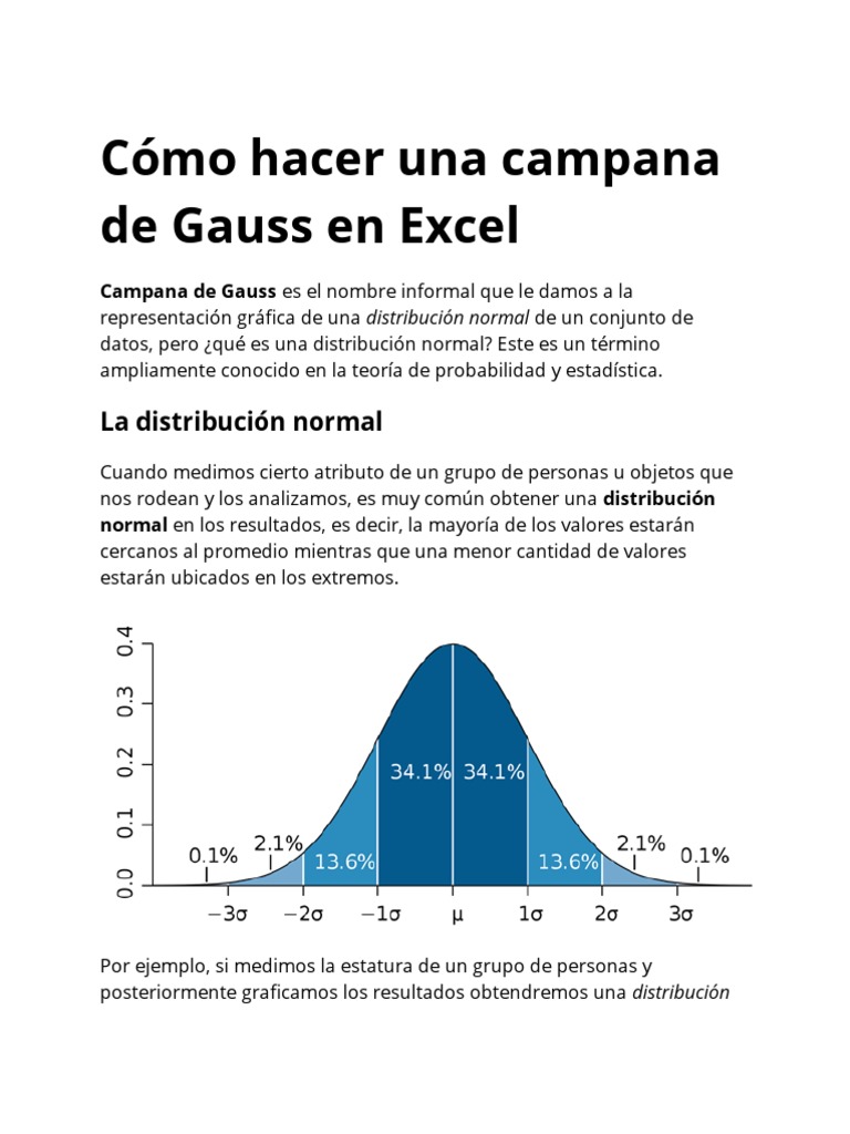 Cómo Hacer Una Campana de Gauss en Excel | PDF