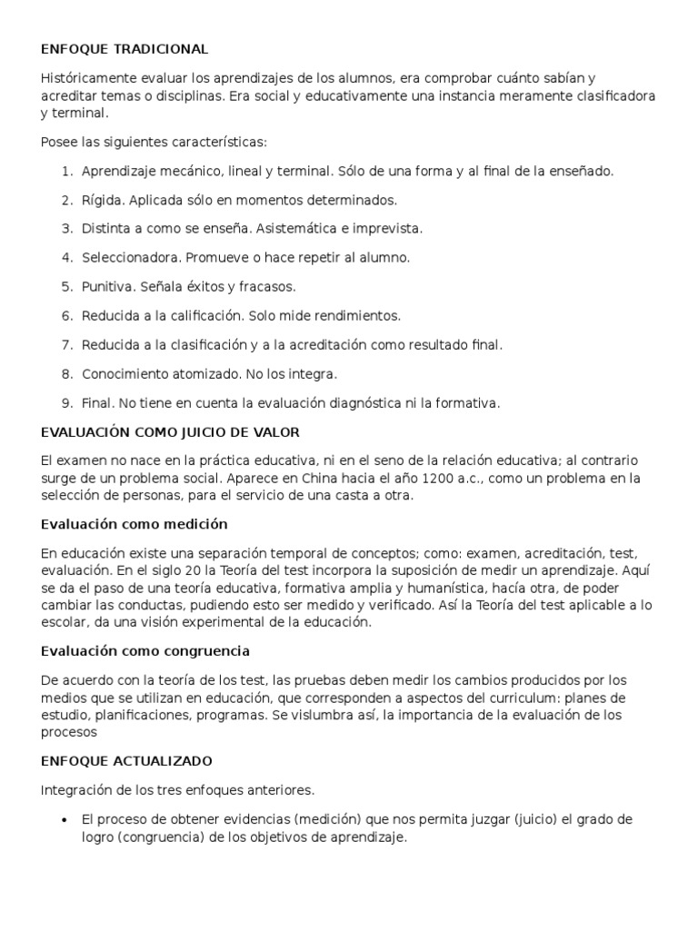 Enfoque Tradicional - Educacion | PDF | Toma de decisiones | Evaluación