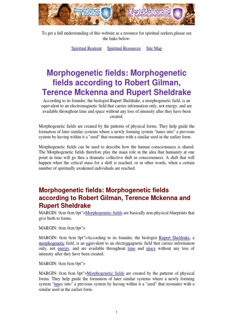 Morphogenetic Fields Morphogenetic Fields According To Robert Gilman Terence Mckenna and Rupert ...