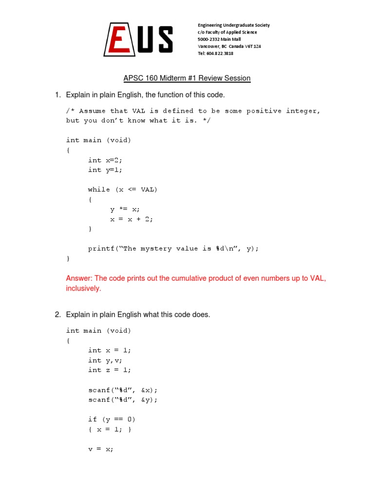 SolutionAPSC 160 (UBC) | PDF | Integer (Computer Science) | Integer