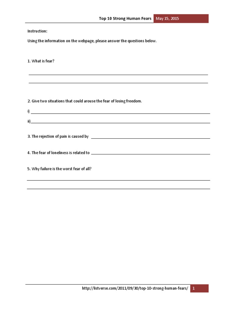 Worksheet 1 | PDF