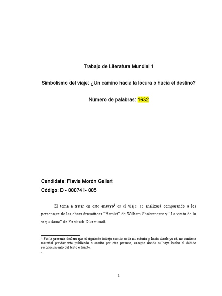 El Viaje en Hamlet y La Visita de La Vieja Dama | PDF | William ...