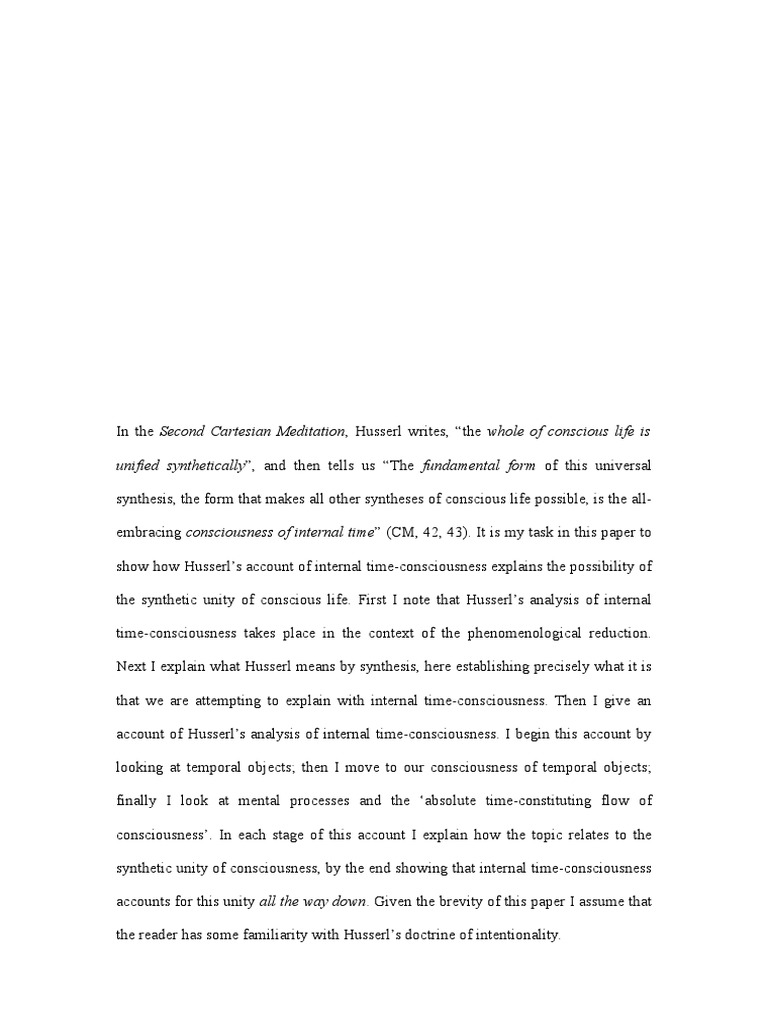 The Phenomenology of Internal Time-Consciousness | PDF | Phenomenology ...