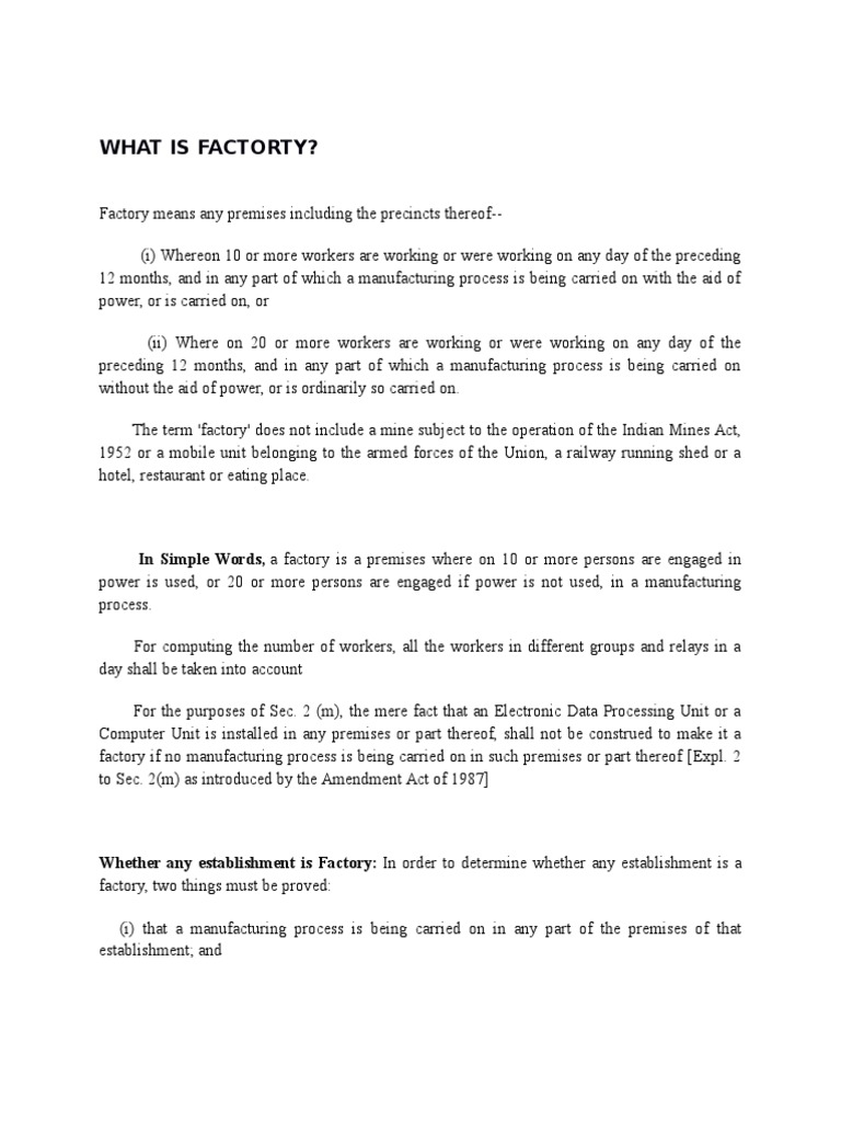 A Comprehensive Overview of Factory Laws in India: Defining a Factory ...