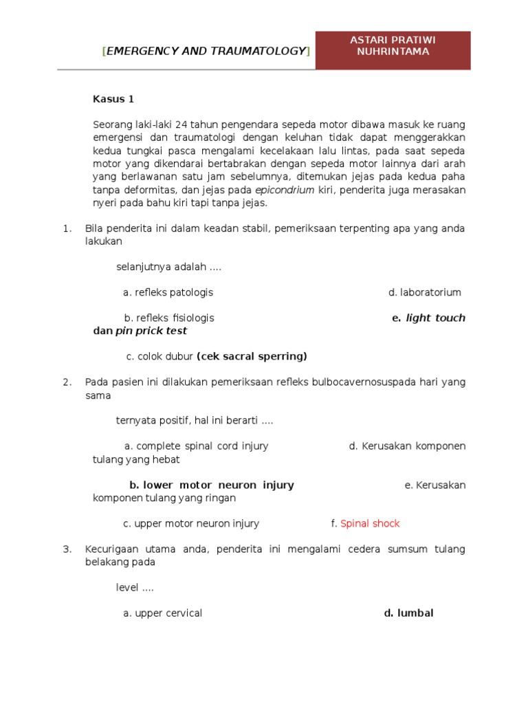 Soal Emergency Dan Traumatologi 2 | PDF
