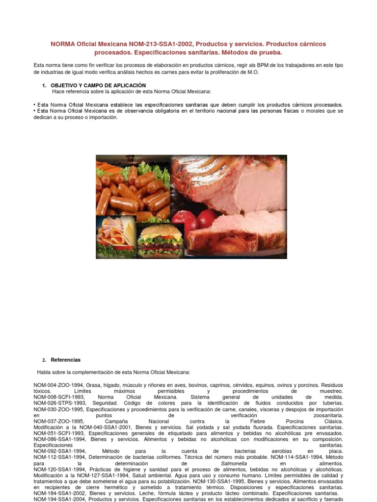 Nom 213 Ssa1 2002 | PDF | Carne | Caloría