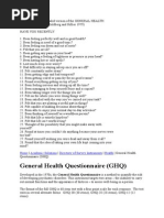 Short General Health Questionnaire (GHQ 12) : Have You Recently? | PDF ...