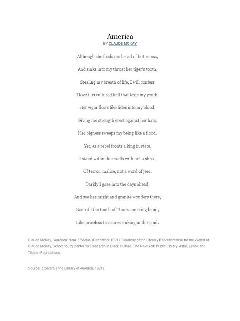 Claude McKay's Poem "America" Analysis | PDF | Young Adult