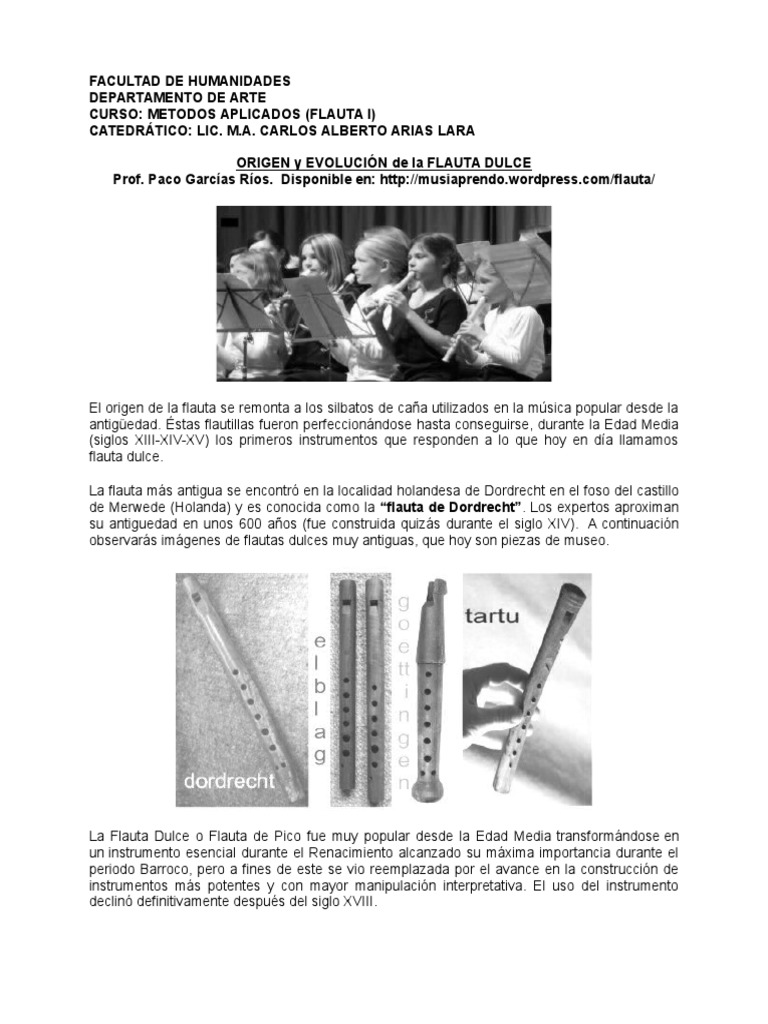 Origen y Evolución de la Flauta Dulce | PDF | Instrumentos musicales ...